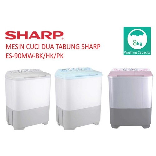 Jual Mesin Cuci 2 Tabung SHARP 9 KG ES-T90MW / ES-T80MW 8 KG/ES-T70MW ...