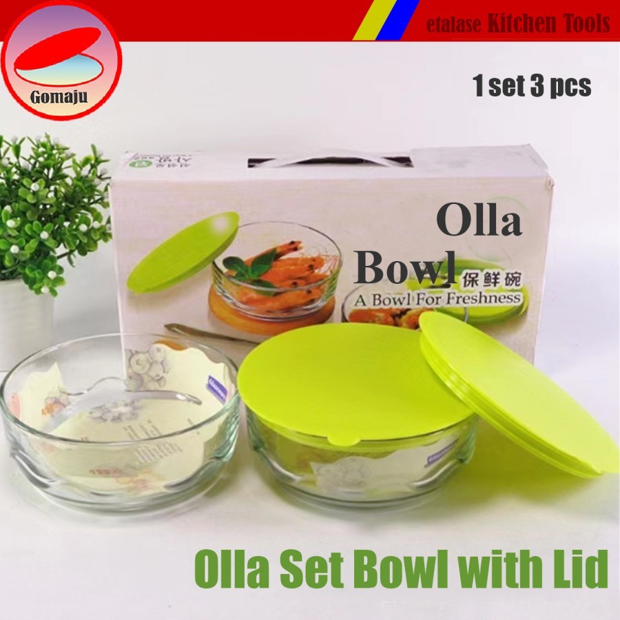 Jual Korean Bowl set with lid Mangkok Set Storage Glass Bowl Mangkok ...