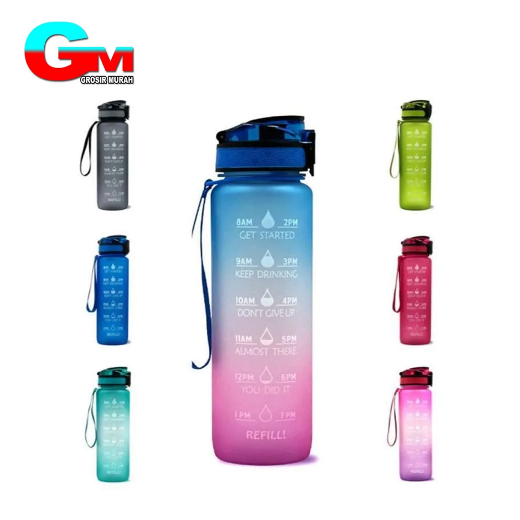 Jual Botol Air Minum VIRAL Tritan Pelangi 1000ML Botol Viral Motivasi ...