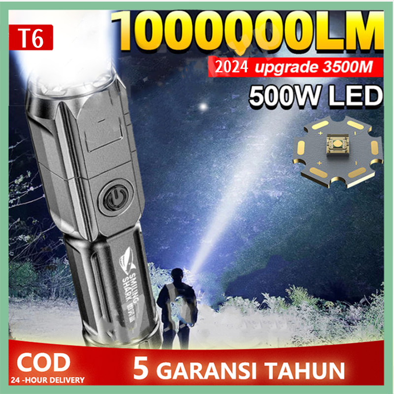 Jual Senter Super Terang Jarak Jauh 1000000 Lumen Senter Tahan Air Zoom ...