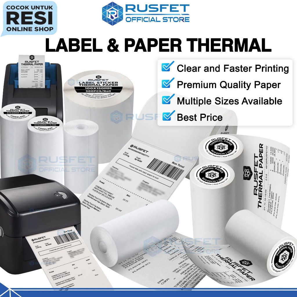 Jual Label Thermal Paper Sticker Kertas Printer Resi Pengiriman Paket Barcode Pos Premium ...