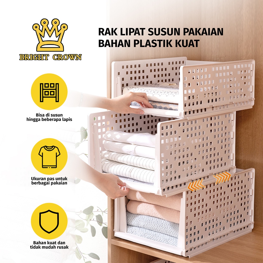 Jual Bright Crown Laci Lipat Rak Baju Storage Susun / Rak Geser ...