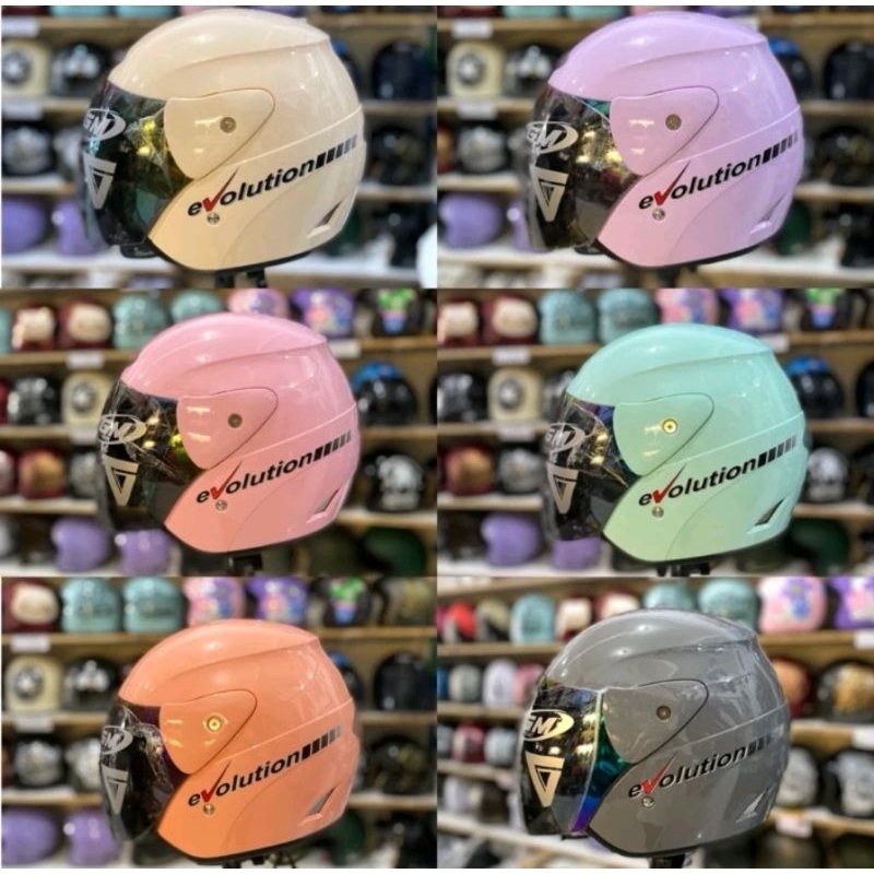 Jual Helem Helmet GM EVOLUTION WARNA PASTEL Kekininan ORIGINAL PROMO MURAH | Shopee Indonesia