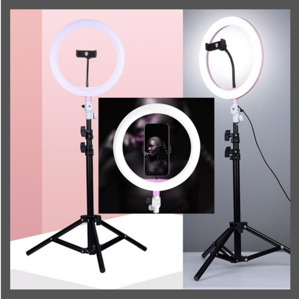 Jual Tripod Handphone Tinggi 2 Meter With 26 33 Cm Ring Light | Stand ...