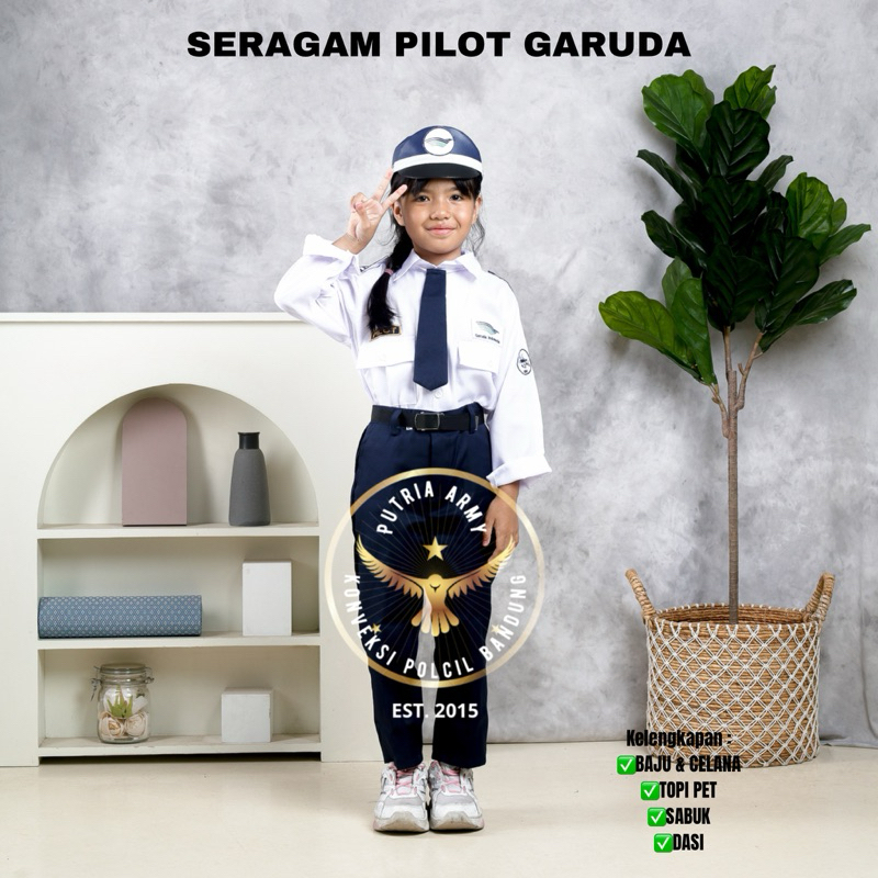 Jual Seragam Profesi Anak Pilot Garuda Lengan Panjang / Seragam Pilot ...