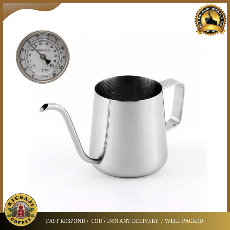 Jual kettle teko leher angsa kopi gooseneck kettle with thermometer 350 ...