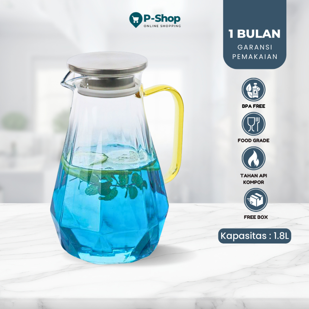 Jual PSTORE Teko Pitcher Kaca Diamond Tahan Panas Pitcher Borosilicate ...