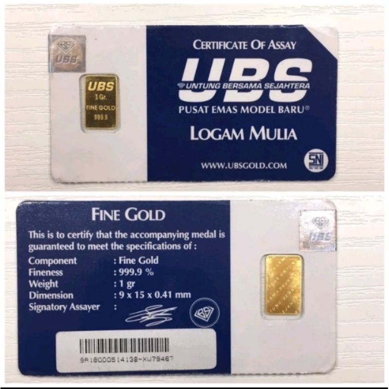 Jual logam mulia ubs 1gram sni mulus original | Shopee Indonesia
