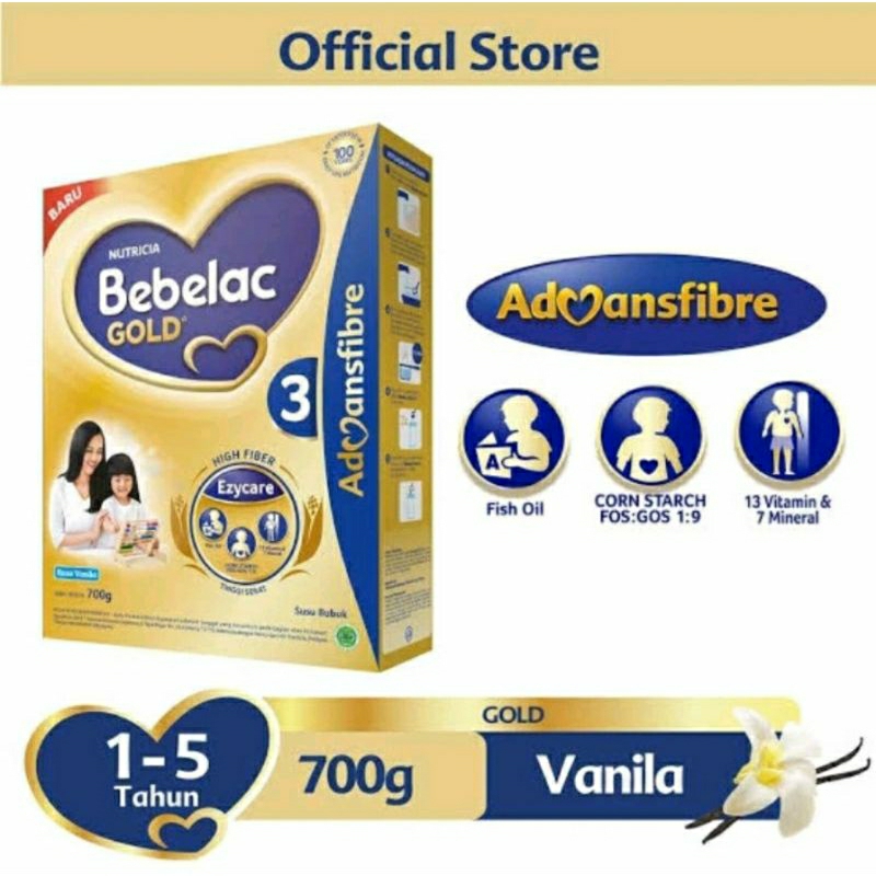 Jual BEBELAC GOLD 3 700 GR Rasa Vanila Susu Pertumbuhan Untuk Anak Usia ...