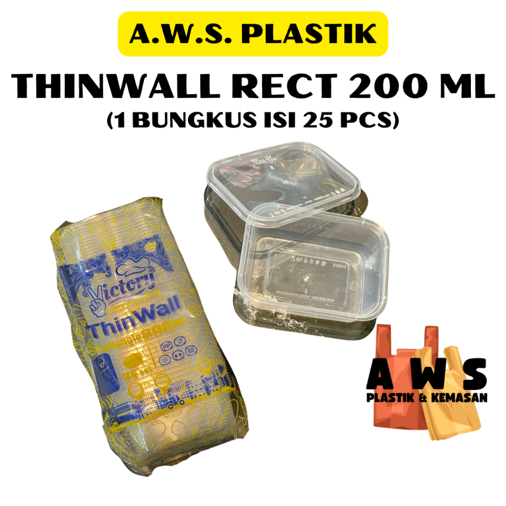 Jual Thinwall Rect Persegi Panjang Kotak Makan Bening 200 Ml Pp
