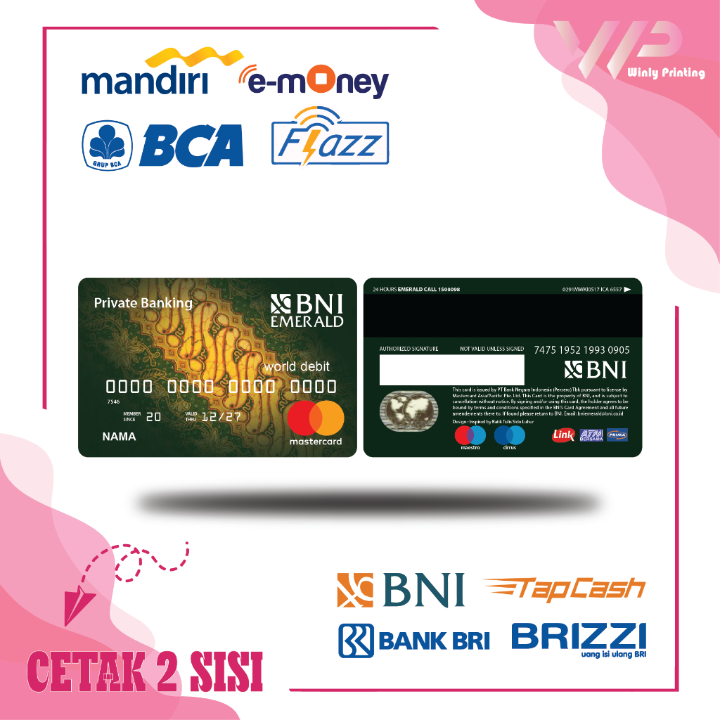 Jual KARTU EMONEY DESIGN DEBIT KREDIT BNI EMERLAD MANDIRI FLAZZ BCA GEN ...