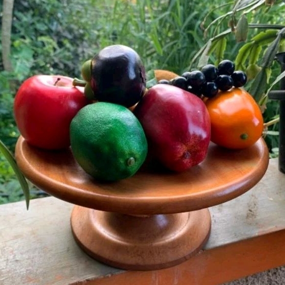 Jual Stand Buah Rak Buah Bulat berbahan Kayu Mahoni | Shopee Indonesia