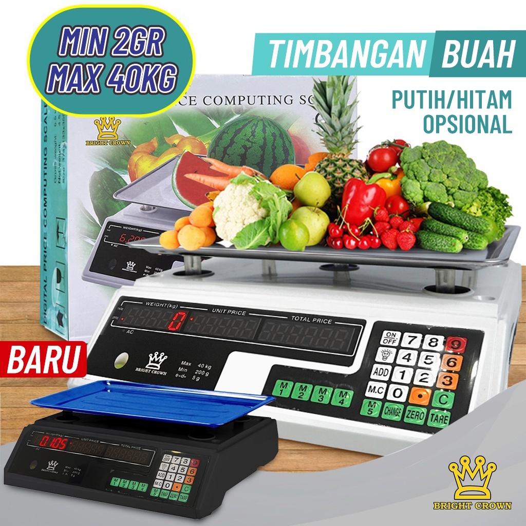 Jual Bright Crown Timbangan Buah Digital 40kg Double Display Digital Computing Scale 3 motif ...