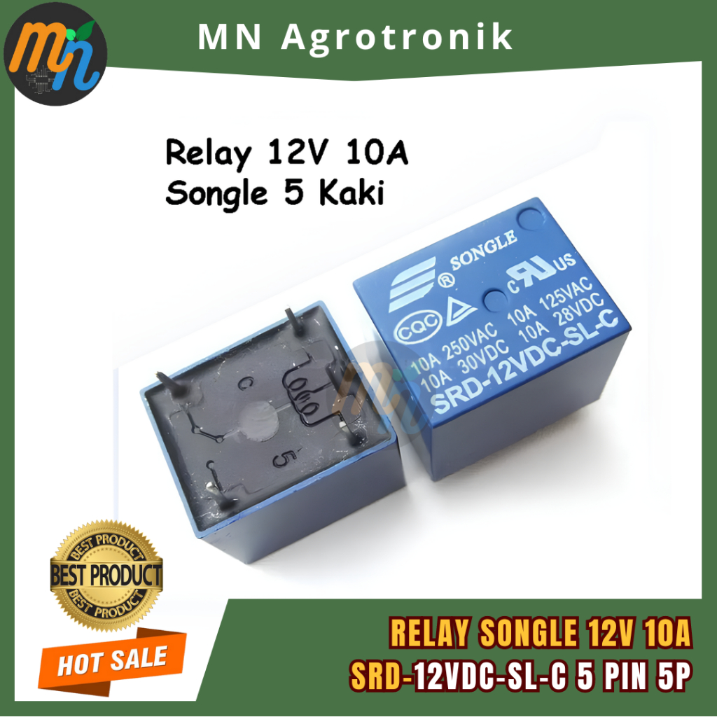 Jual RELAY SONGLE 12V 10A SRD-12VDC-SL-C 5 PIN 5P | Shopee Indonesia