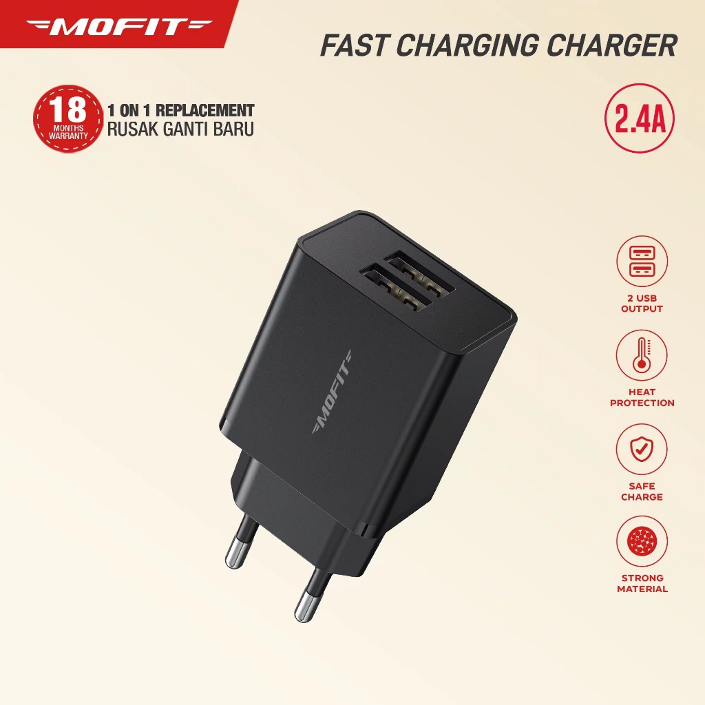 Jual MOFIT MF20 - Dual USB Wall Charger Adaptor Fast Charging 2.4A ...