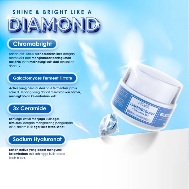 Jual ANIMATE DIAMOND GLOW whitening gel 10g chromabright | Shopee Indonesia