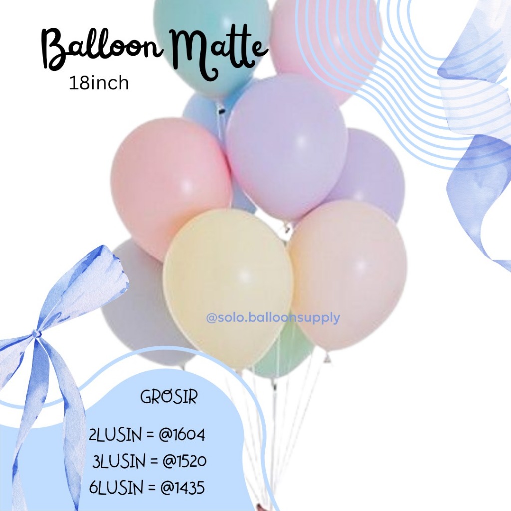 Jual ECER 18INCH BALON LATEX MATTE PASTEL / Balon Per Pack / Balon ...