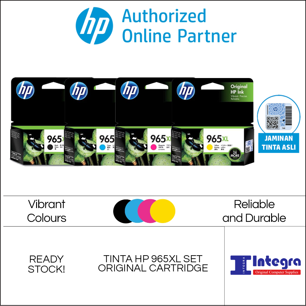 Jual Tinta HP 965XL | 965 XL ( Bk, C, M, Y ) 1 Set Original Ink ...
