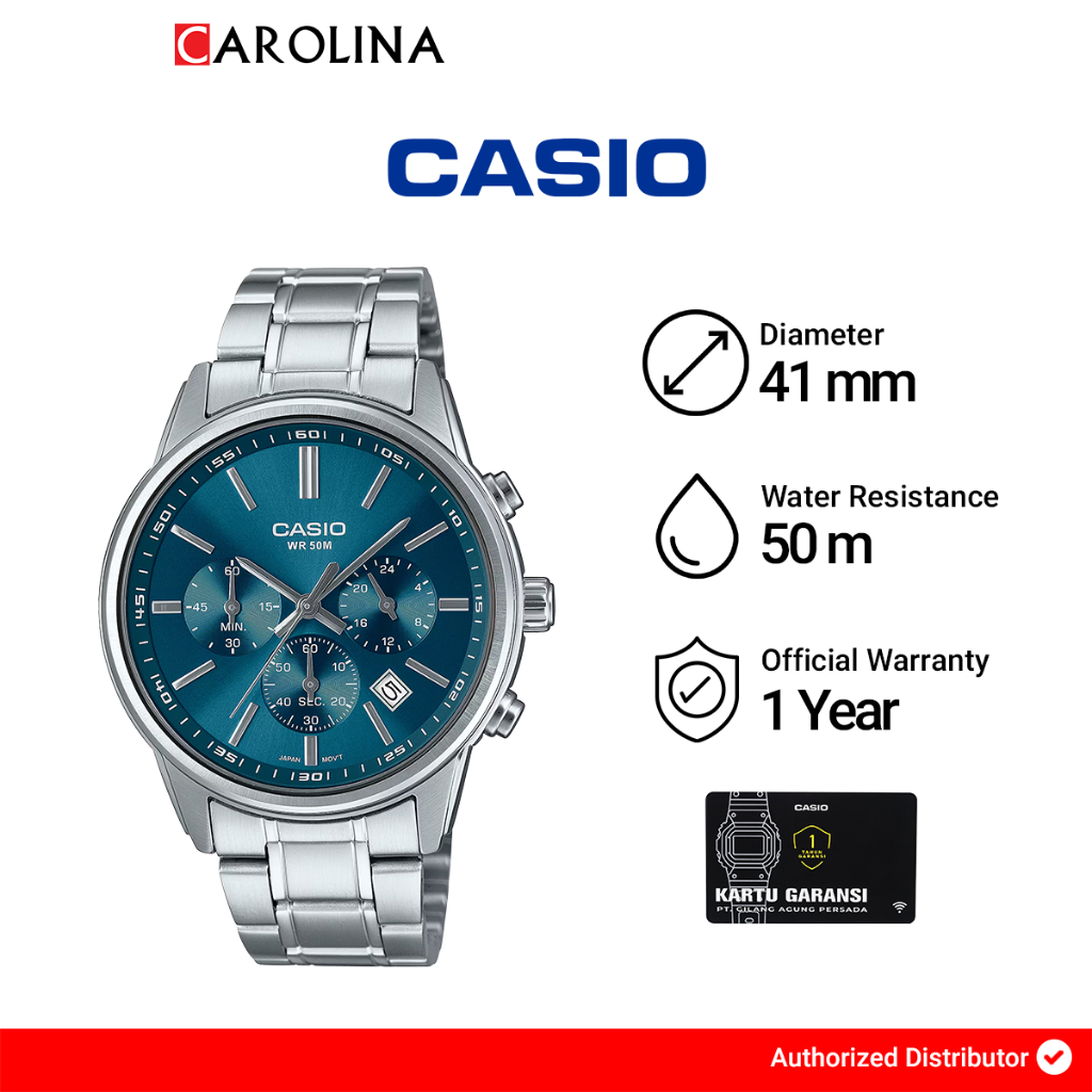 Jual Jam Tangan Pria Casio General Mtp E515d 2a1 Blue Dial Silver Stainless Steel Band Shopee