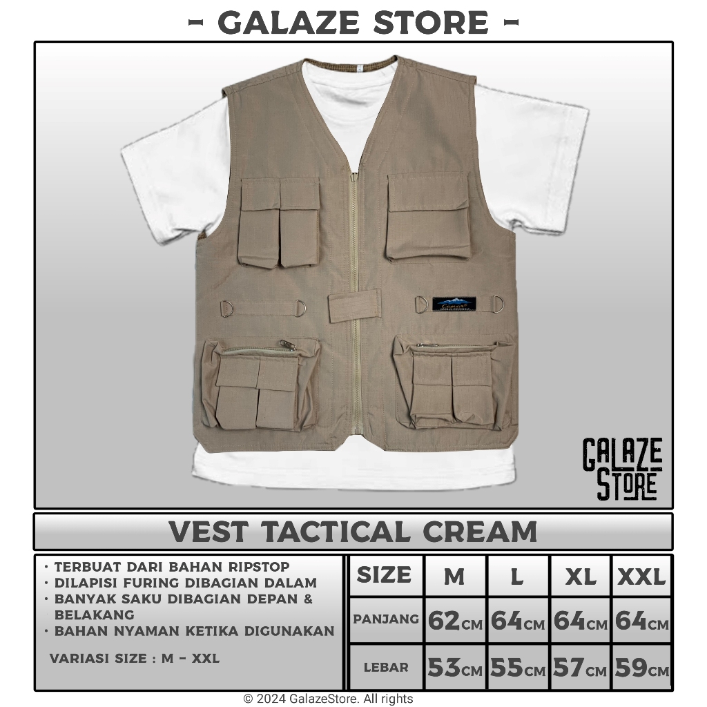 Jual VEST CREAM - VEST TACTICAL - VEST RIPSTOP CREAM - ROMPI LAPANGAN ...