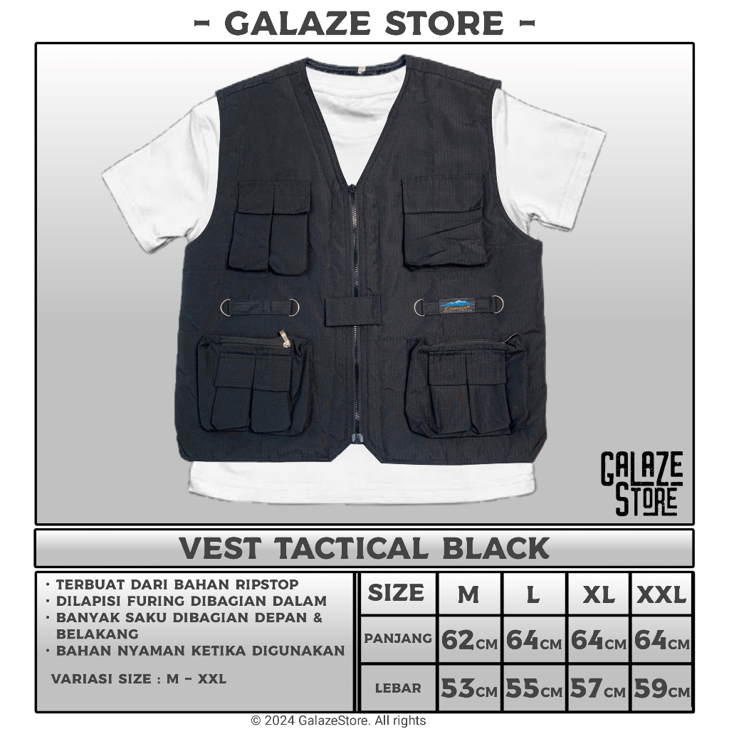 Jual VEST BLACK - VEST TACTICAL - VEST RIPSTOP HITAM - ROMPI LAPANGAN ...