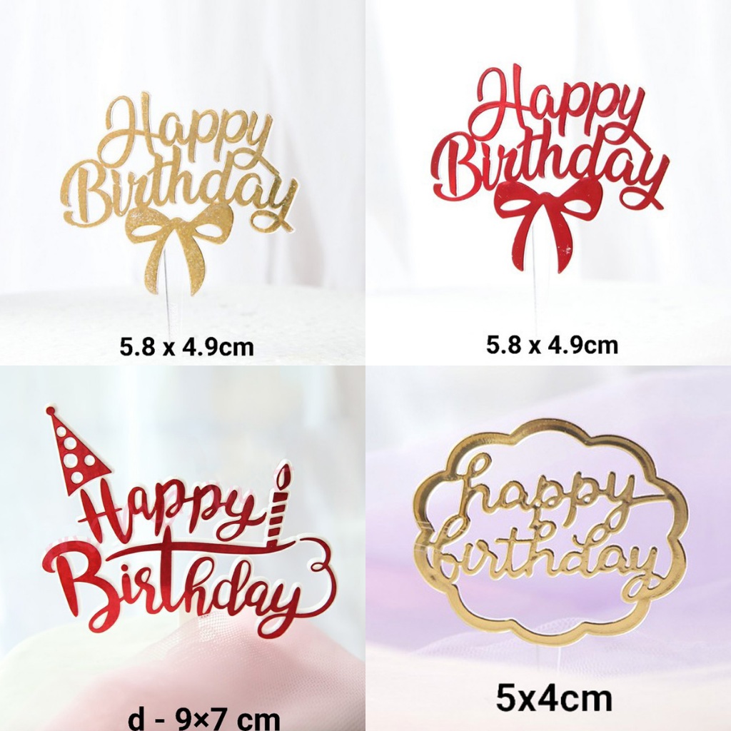 Jual Topper Kue Tulisan Happy Birthday ukuran Kecil Bahan Plastik Tebal ...