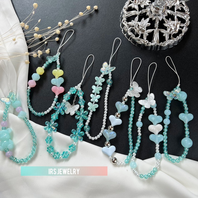 Jual Phone Strap Beads Biru Series/ Tali Lanyard Handphone Manik Biru ...