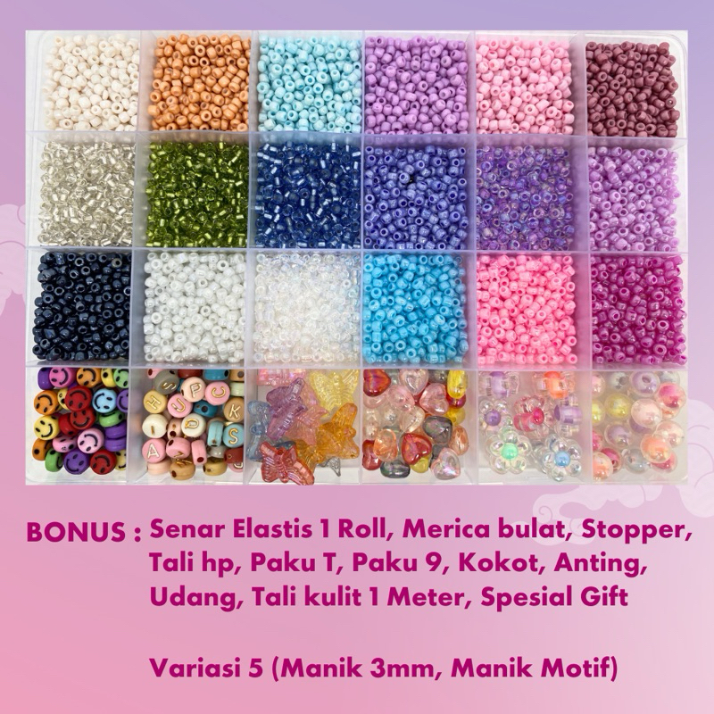 Jual Manik Manik Pasir 1 Box / Paket Manik Manik DIY / DIY Meronce ...