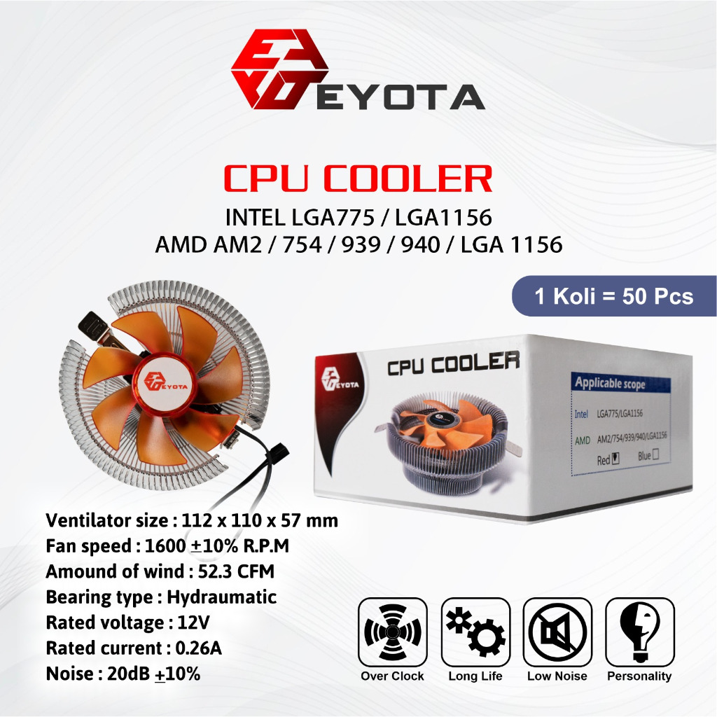 Jual EYOTA FAN LGA COMBO 775/1155 AMD LED FAN TRANSPARANT KOMPUTER PC ...