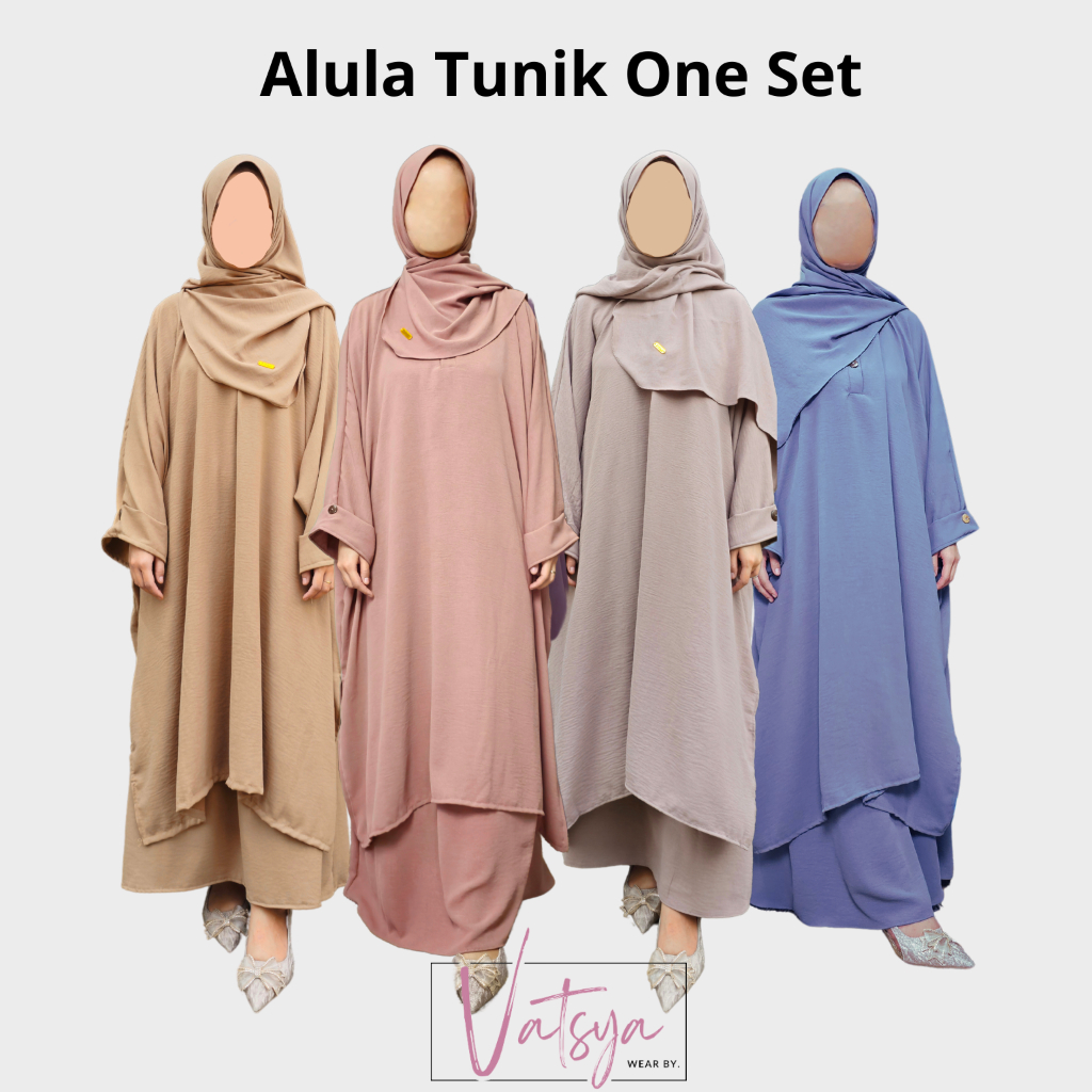 Jual Alula Abaya Tunik Syari - One Set Tunik Jumbo + Rok + Pashmina ...