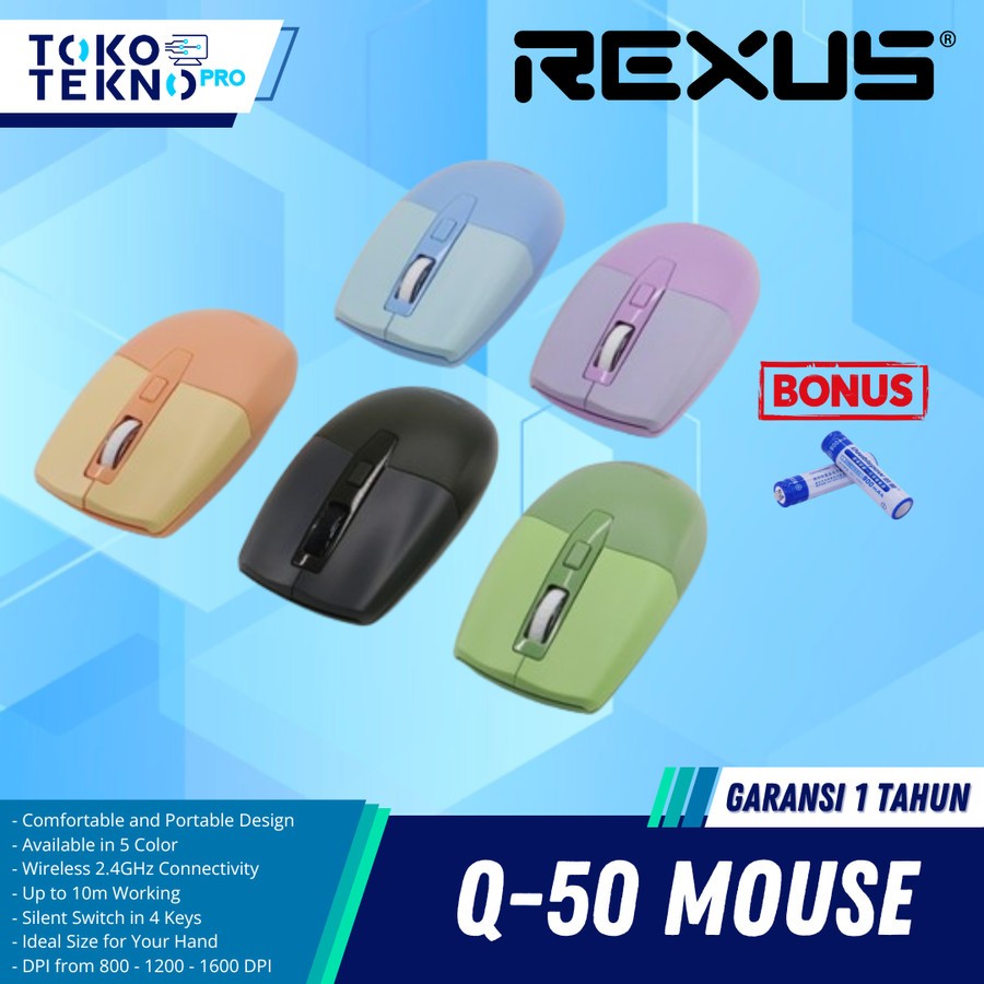 Jual Rexus Q50 / Q-50 Mouse Wireless Office Dual Mode Silent Click ...