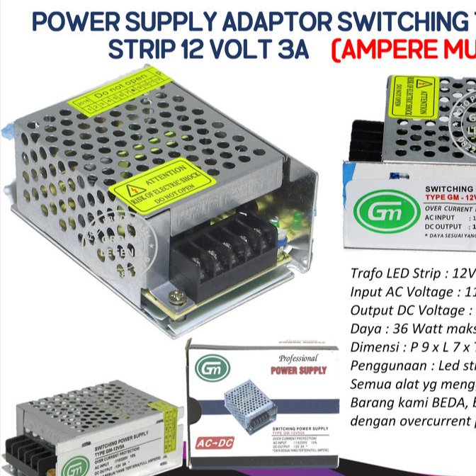 Jual Power supply adaptor switching trafo led strip 12 volt 3A ampere | Shopee Indonesia