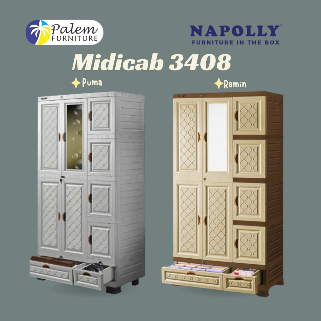 Jual LEMARI PAKAIAN 3 PINTU MINIMALIS NAPOLLY MIDICAB-3408 DC RAMIN ...