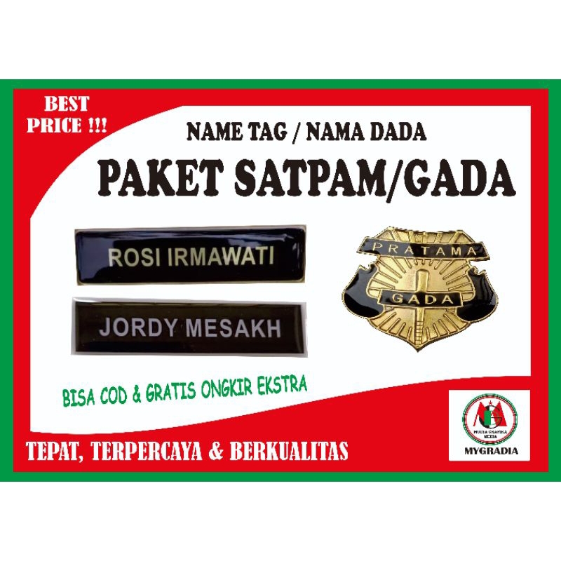 Jual Name Tag / Nama Dada Paket Satpam Gada Pratama | Shopee Indonesia
