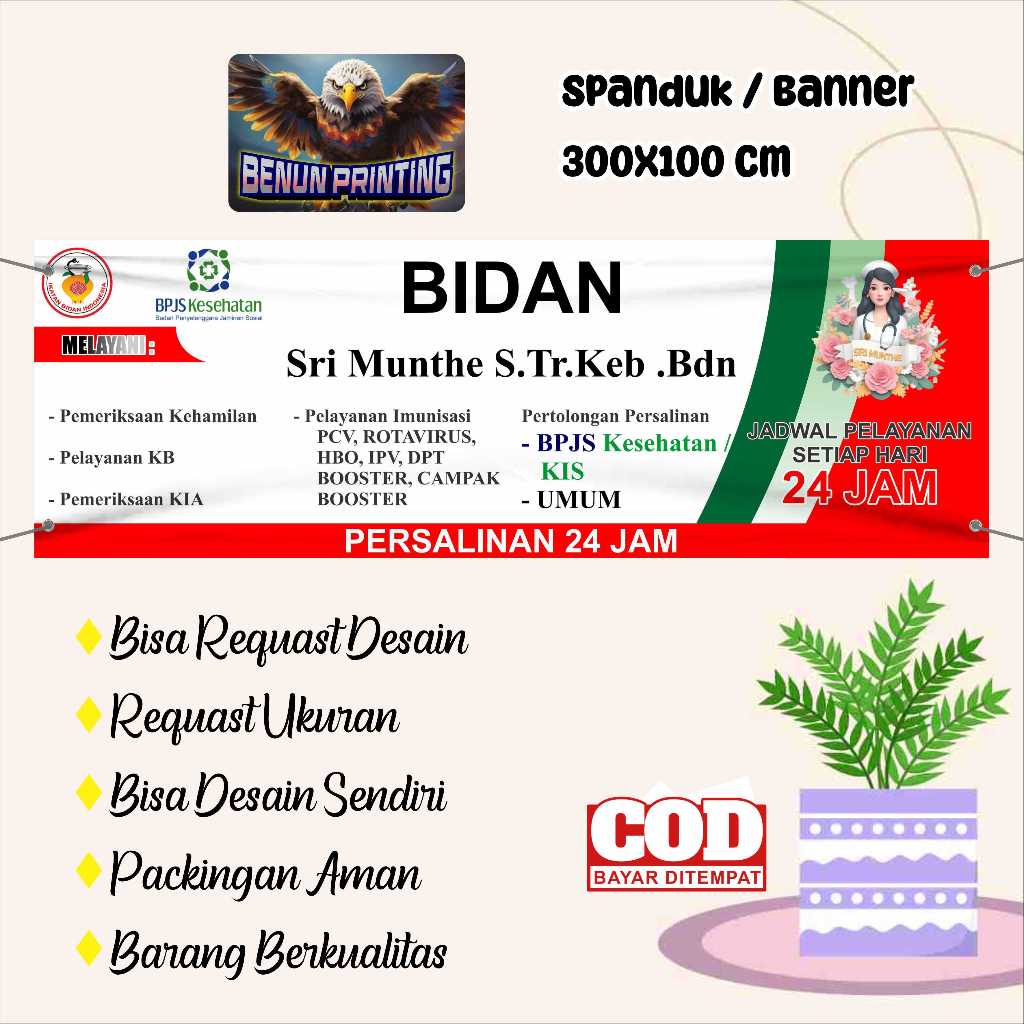 Jual Spanduk Banner 300X100 Bidan Custom Desain | Shopee Indonesia