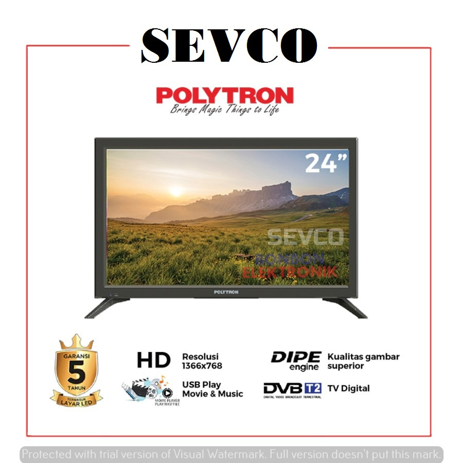 Jual TV LED TELEVISI DIGITAL 24 INCH POLYTRON 24V | Shopee Indonesia