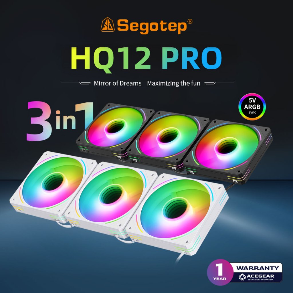 Jual SEGOTEP HQ12 PRO PWM 3in1 SET (Modular 1800RPM ARGB RAD Fans ...