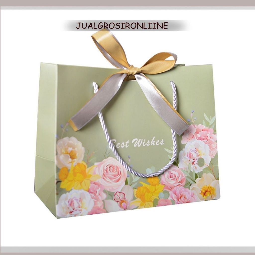 Jual Paper Bag Hijau Tosca Best Wishes Tas Sovenir Lebaran Pesta Gift ...