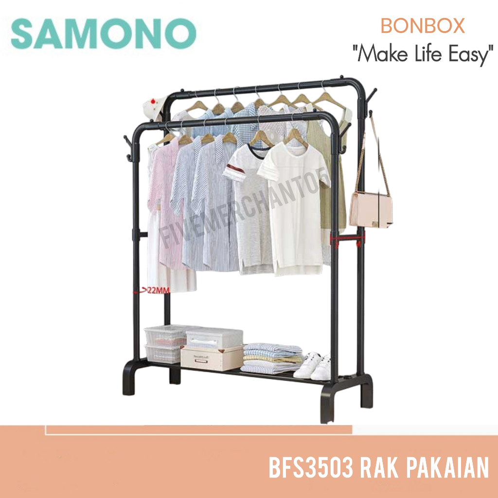Jual Rak Baju Bonbox Samono BFS3503 Rak Pakaian Hanger Celana Handuk ...