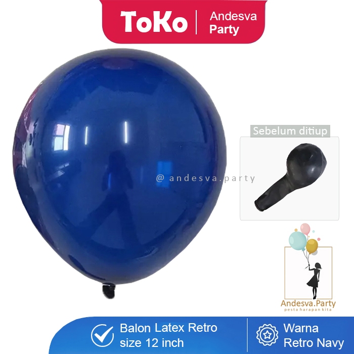 Jual balon retro Navy Blue / balon warna klasik vintage elegant / balon ...