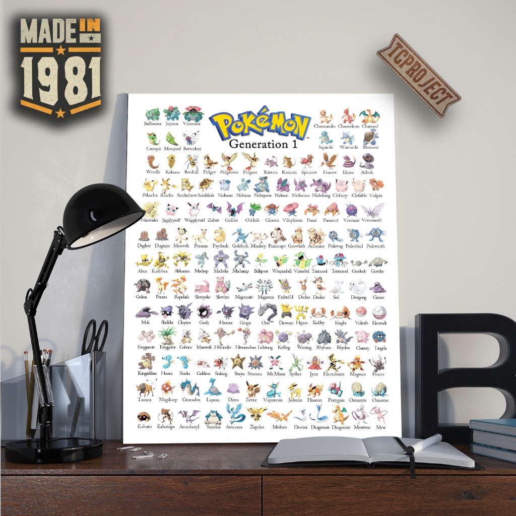 Jual Poster Pokemon generasi 1 - Hiasan Dinding Kayu | Shopee Indonesia