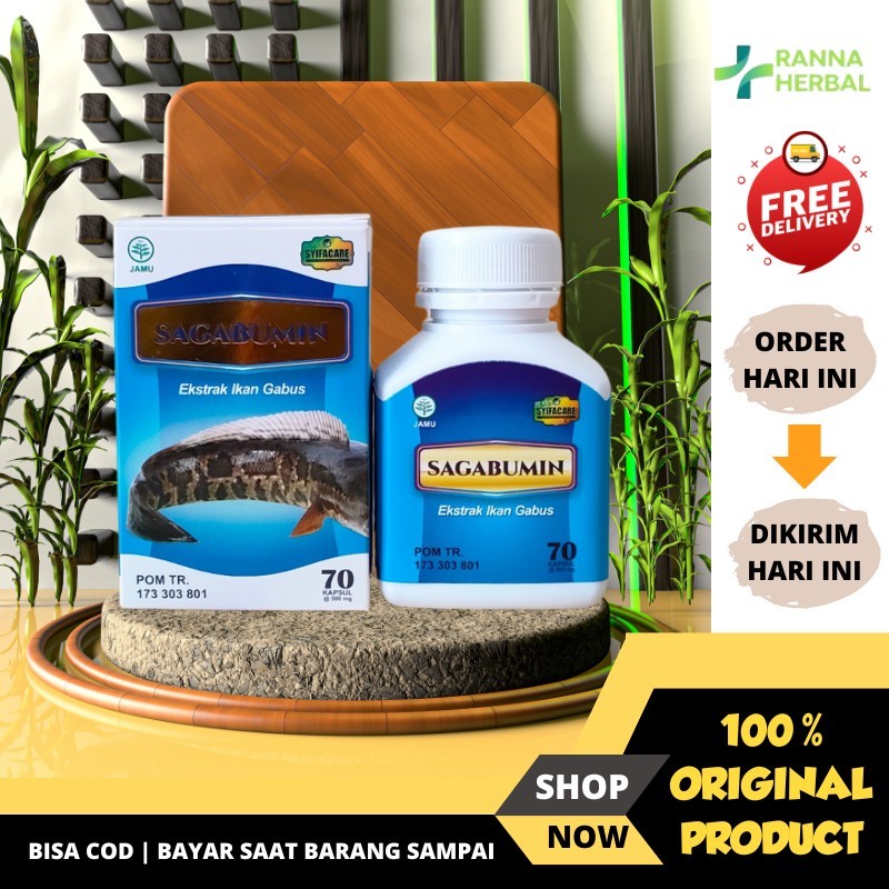 Jual Sagabumin Kapsul Albumin Ekstrak Ikan Gabus Kutuk Protein Asli Original Isi 70 kapsul ...