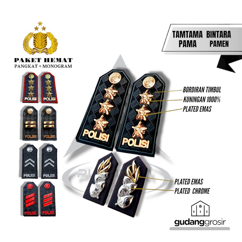 Jual Pangkat + Monogram PDU Polisi | 1Set Pangkat PDU TAMTAMA BINTARA ...
