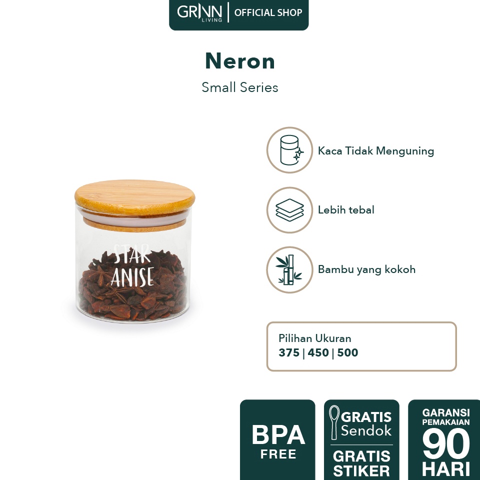 Jual Viral GRINN LIVING n Jar Toples Kaca Tutup Kayu Bambu untuk Bumbu ...