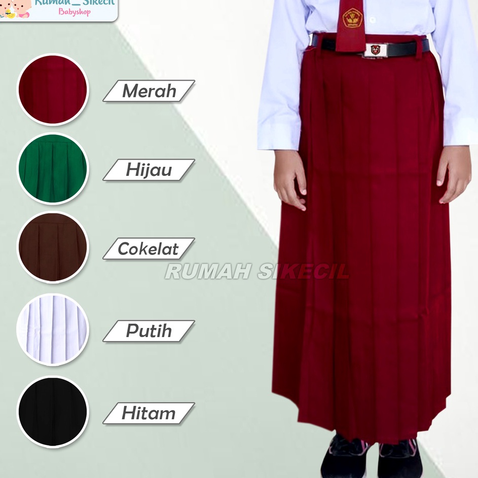 Jual Pasti Sampai Seragam Sekolah Rok Panjang SD MI Model Lipit Rempel Warna Merah Putih Hijau ...