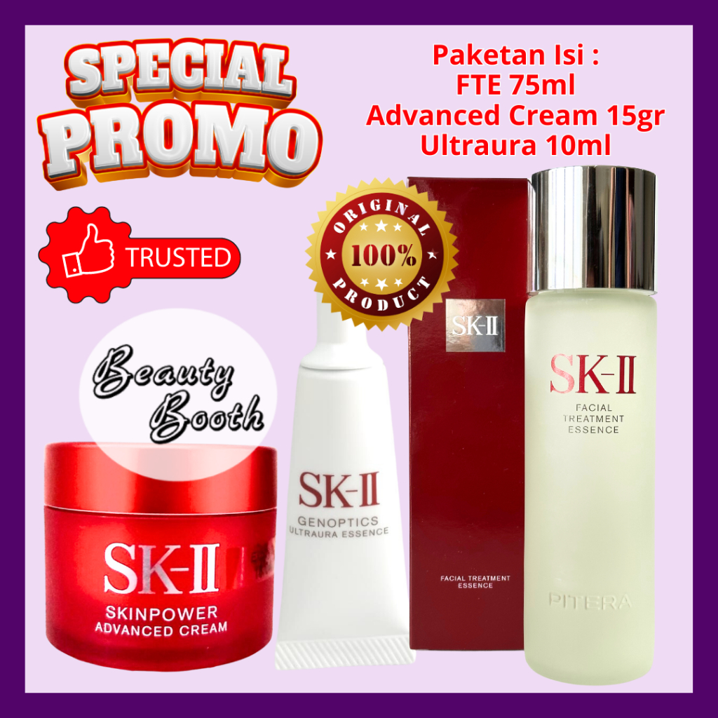 Jual SK-II SKII SK2 FTE 75ml SINGLE + Skinpower Advanced Cream 15gr + Ultraura Essence 10ml ...