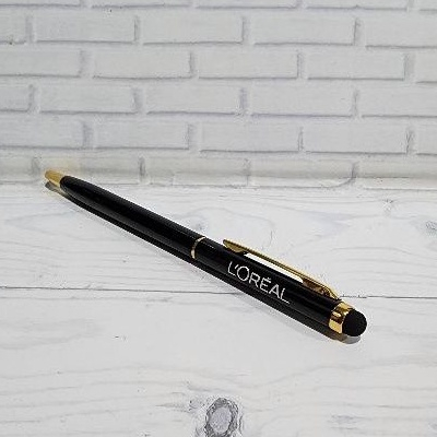 Jual Pen Ici Stylus Ballpoint Hitam Klip Emas Promosi Bisa digrafir ...