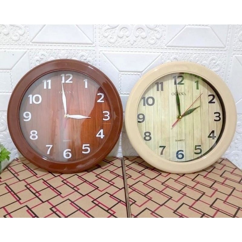 Jual BHG Jam Dinding Ogana Wood 8888 - Jam dinding motif kayu diameter ...