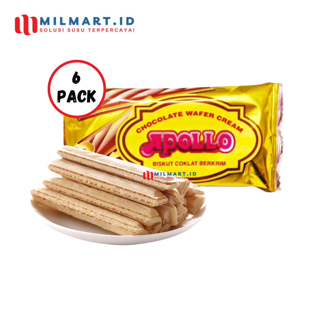 Jual BISKUIT APOLLO CHOCOLATE WAFER STICK SACHET 11G ISI 3 PCS COKELAT ...