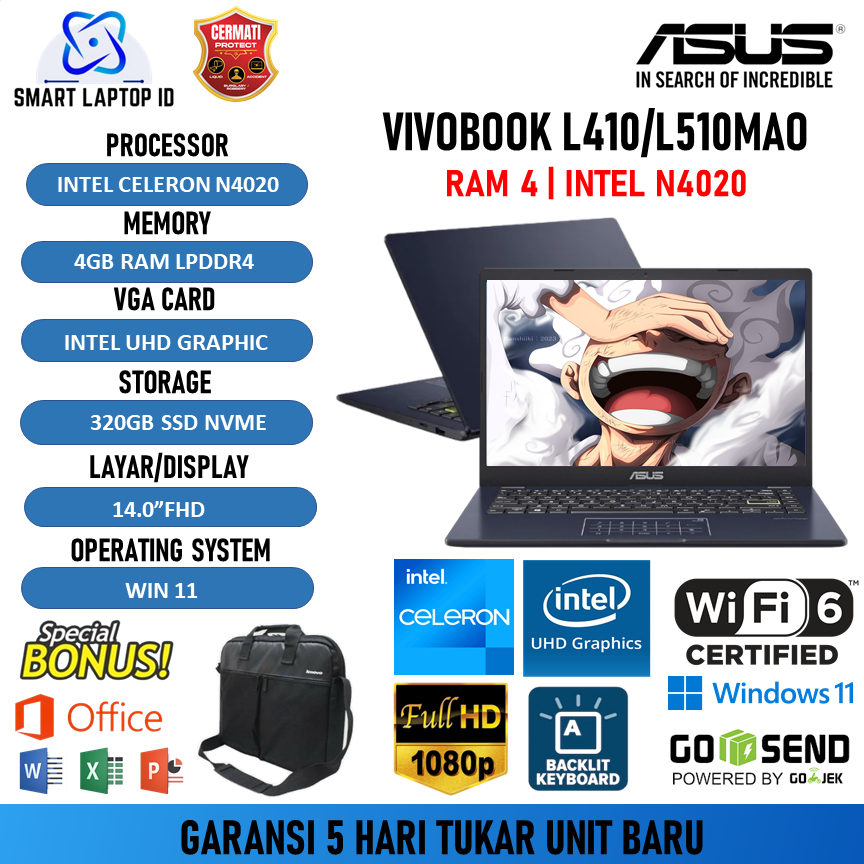 Jual Laptop Baru Asus L410MA/L510MA Pentium Silver Ram 4GB 256GB ...
